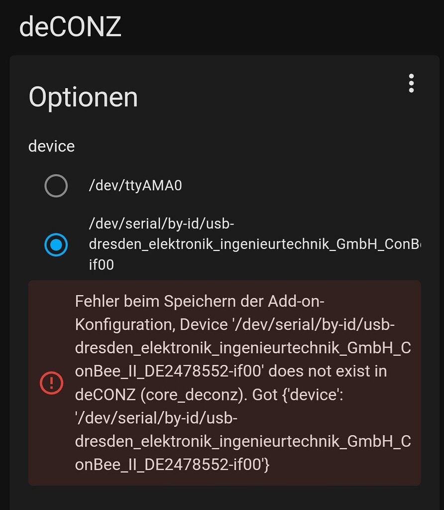 Unable to add ConBee II to deCONZ and therefor deCONZ cant be started - Setup Support - deCONZ ...
